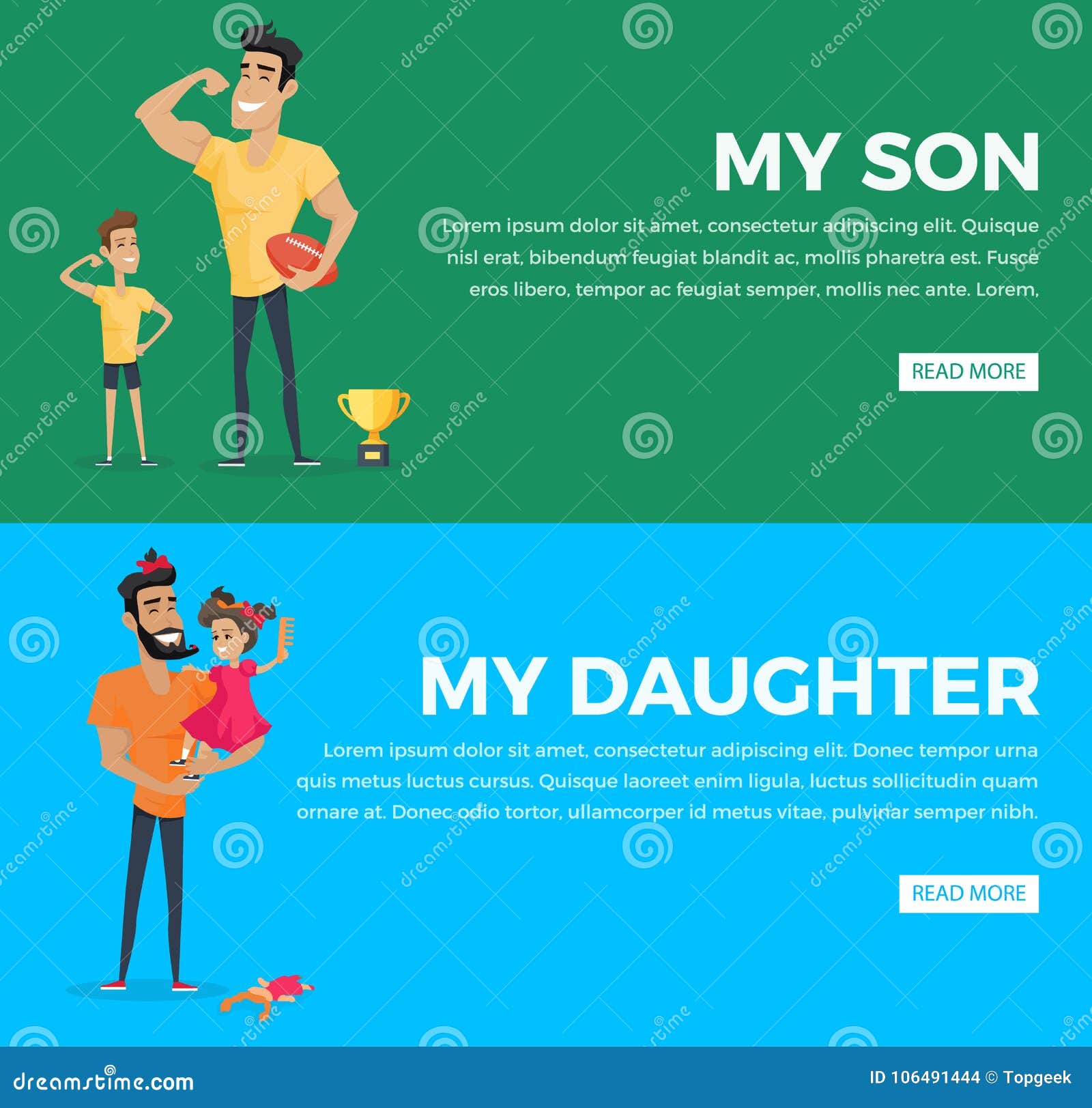 Mijn Zoon En Dochteraffiche Met Beelden En Tekst Vector Illustratie ...