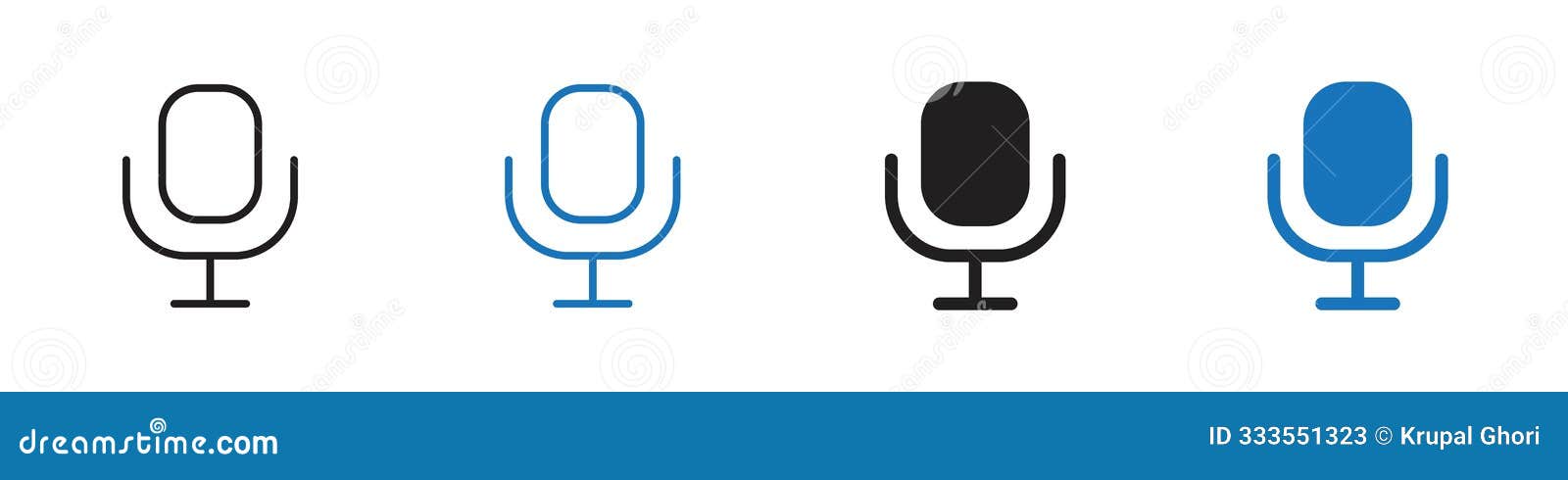 Mike Icon Vector Set Outline Stock Illustration - Illustration of live ...