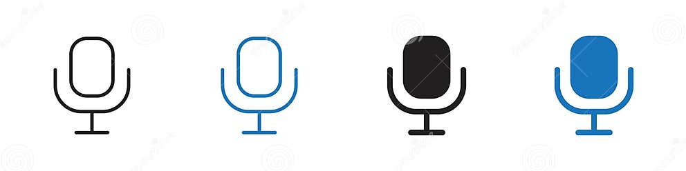 Mike Icon Vector Set Outline Stock Illustration - Illustration of live ...