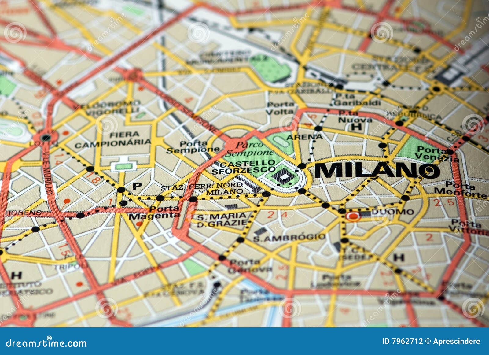 Milão no mapa foto de stock. Imagem de capital, geografia - 7962712