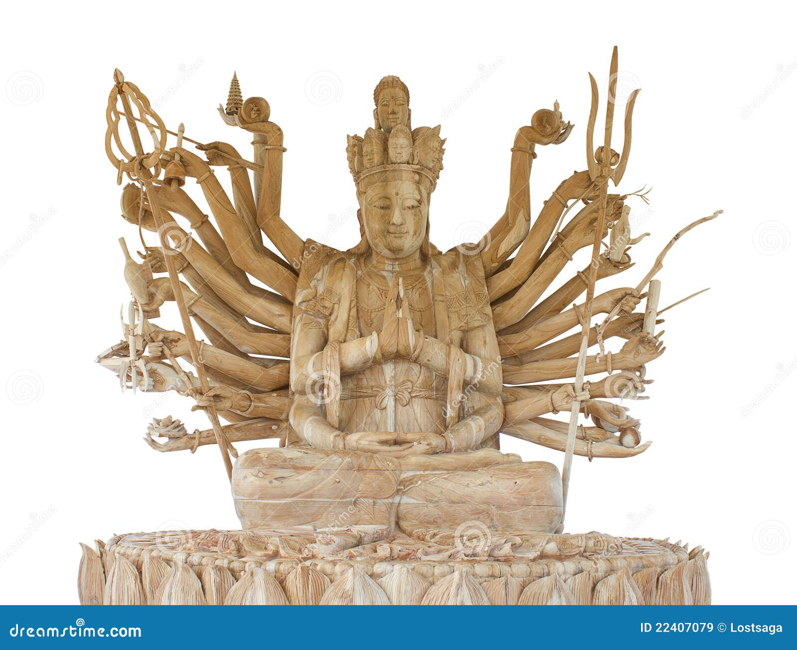 Mil mãos Buddha de madeira imagem de stock. Imagem de tailandês - 22407079