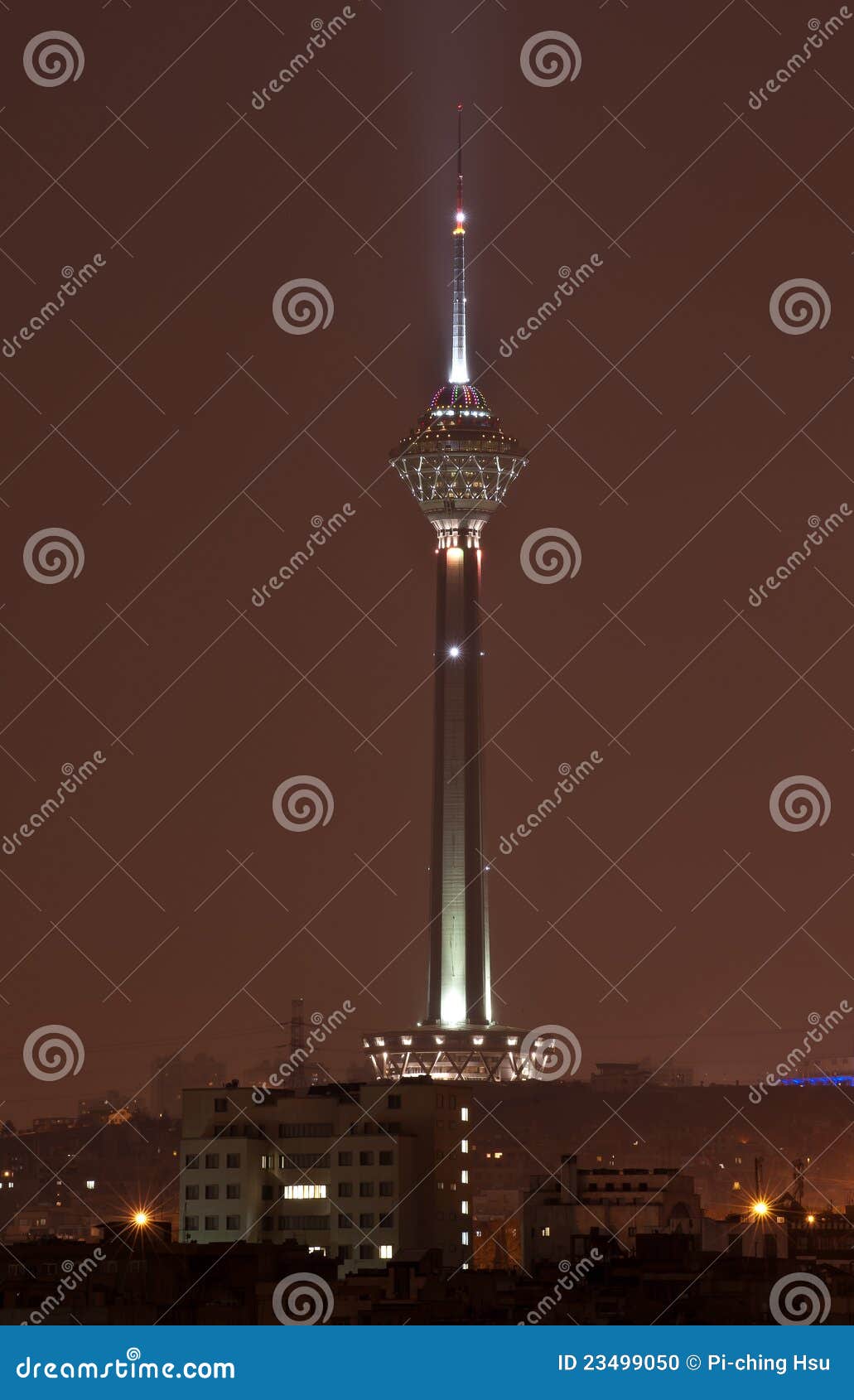 Milad Tower at night stock photo. Image of telecommunication - 23499050