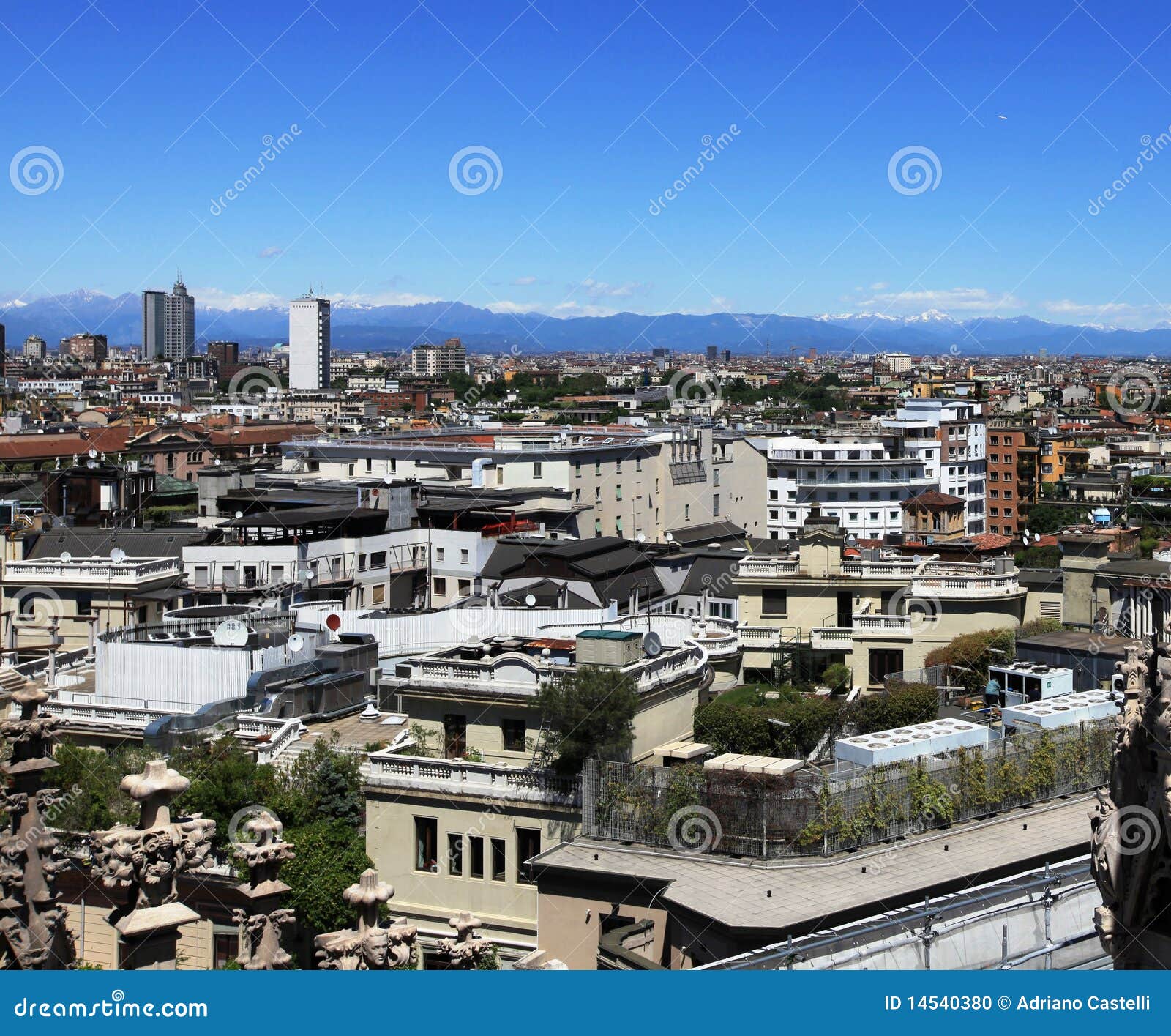 Milan, aerial view stock photo. Image of roof, milan - 14540380