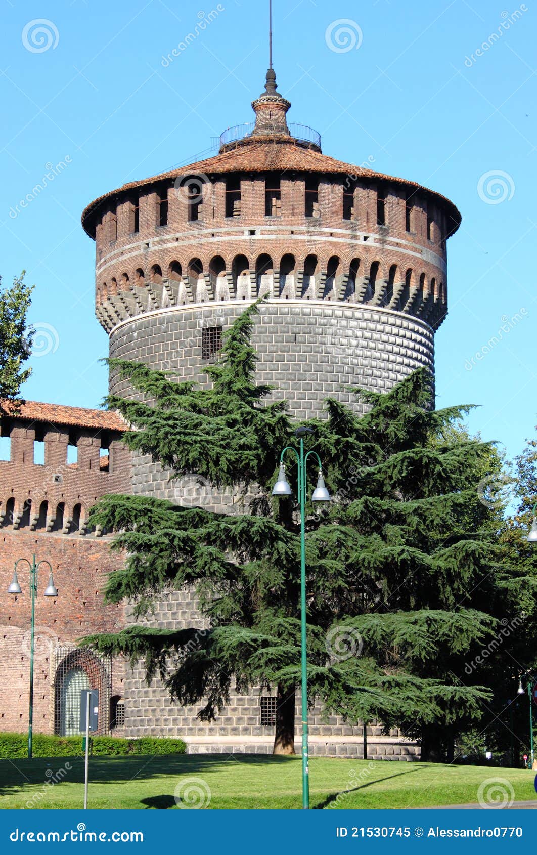 Milan castle tower stock image. Image of bricks, city - 21530745