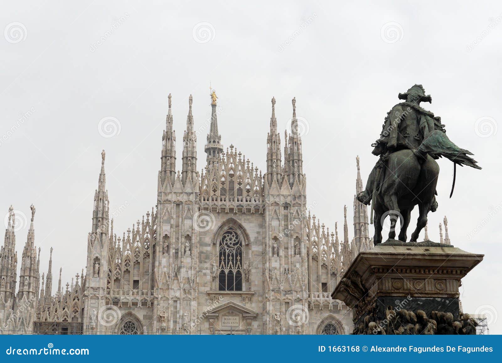 Milan Cathedral and Horseman Statue Stock Photo - Image of europe ...