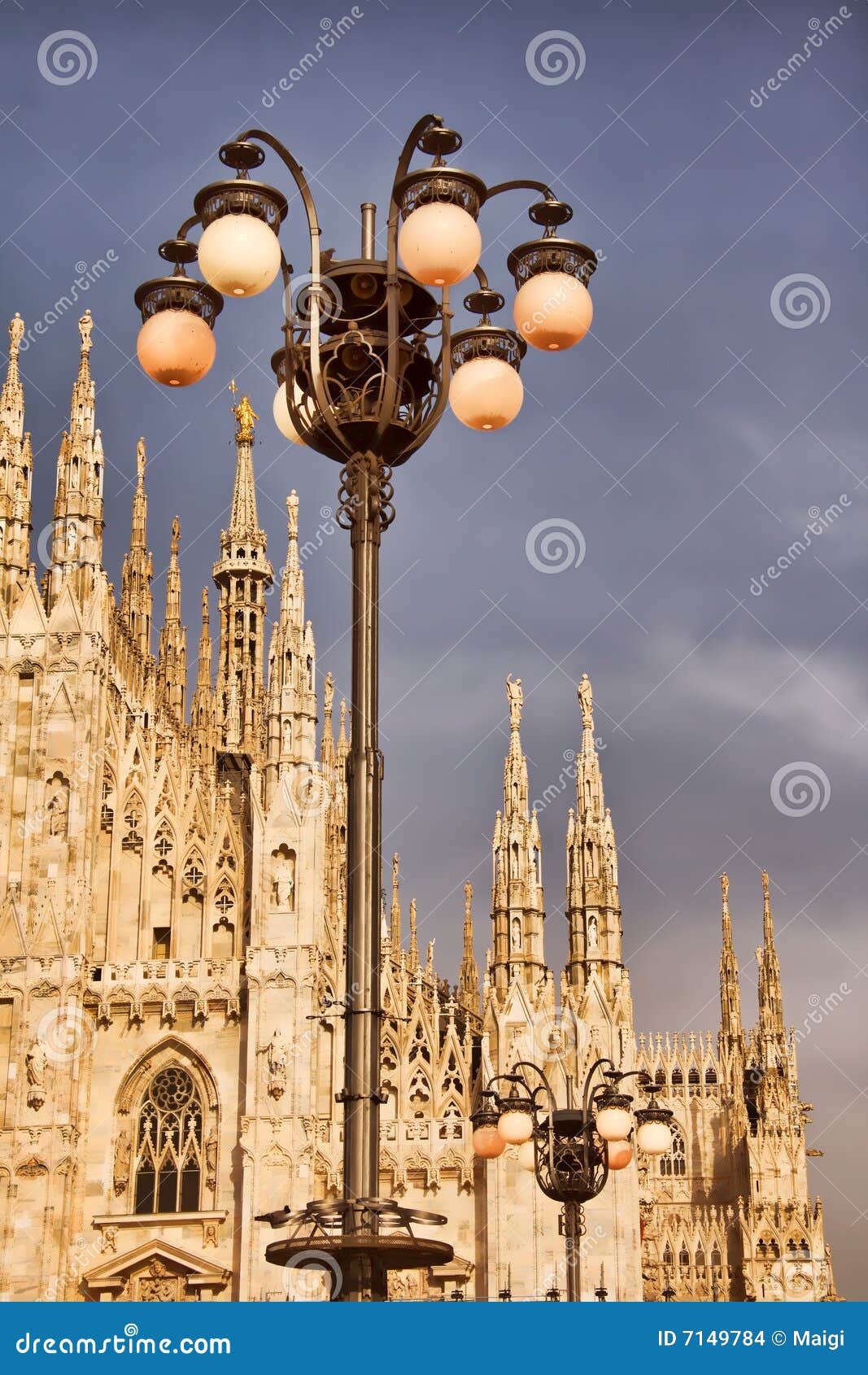 Milan Cathedral and Street Lights Stock Photo - Image of beautiful ...