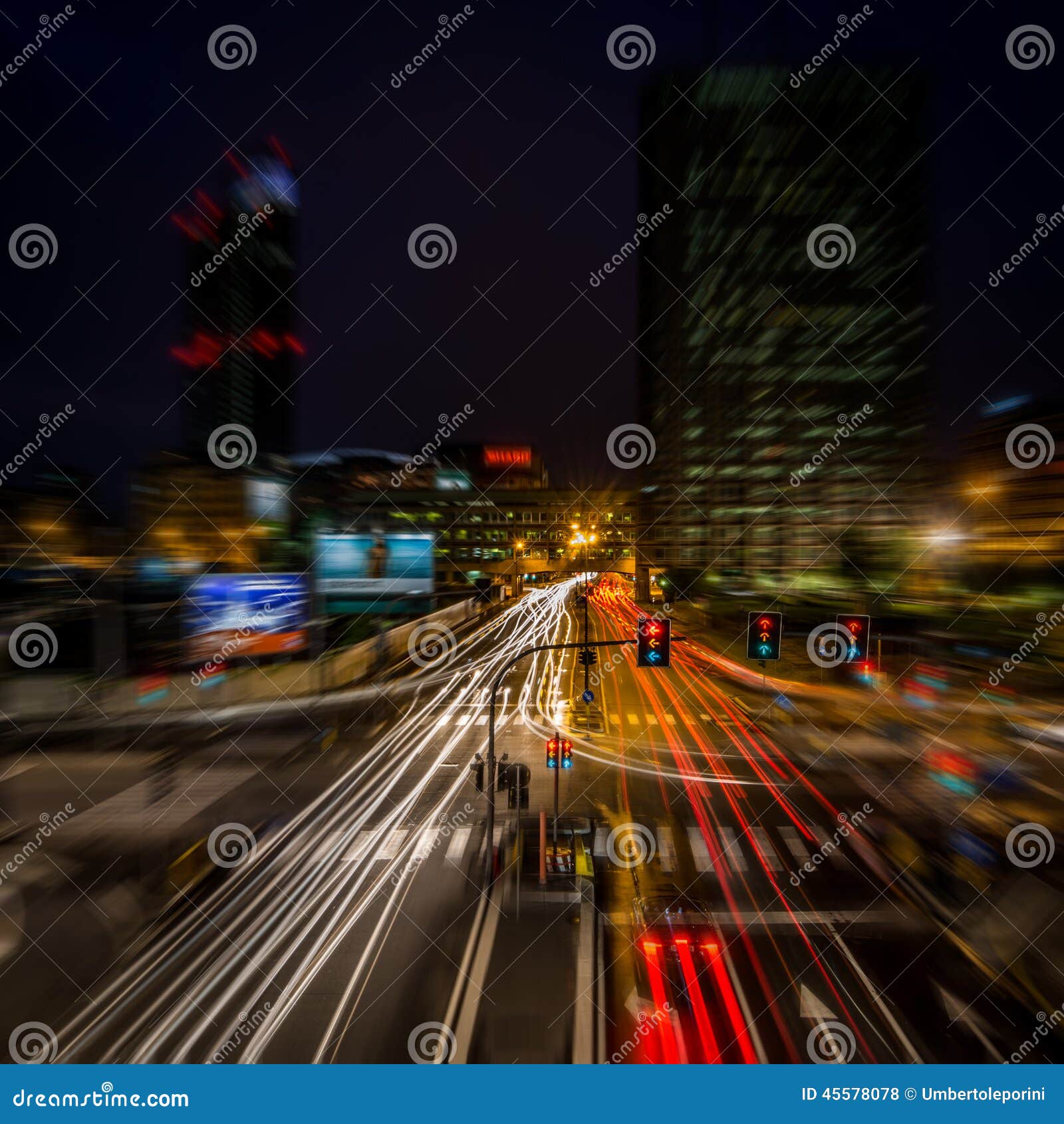 Milan city night light stock photo. Image of road, urban - 45578078