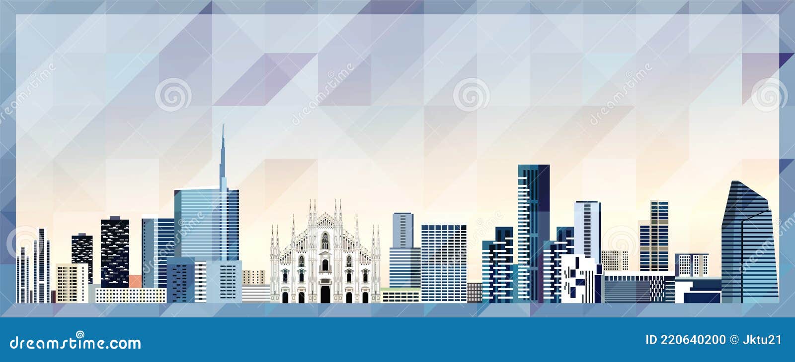Milan Skyline Vector Colorful Poster on Beautiful Triangular Texture ...