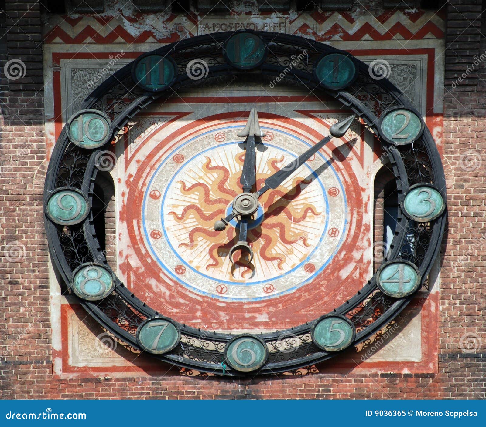 Milan - Clock at Castello Sforzesco, Sforza Castle Stock Image - Image ...