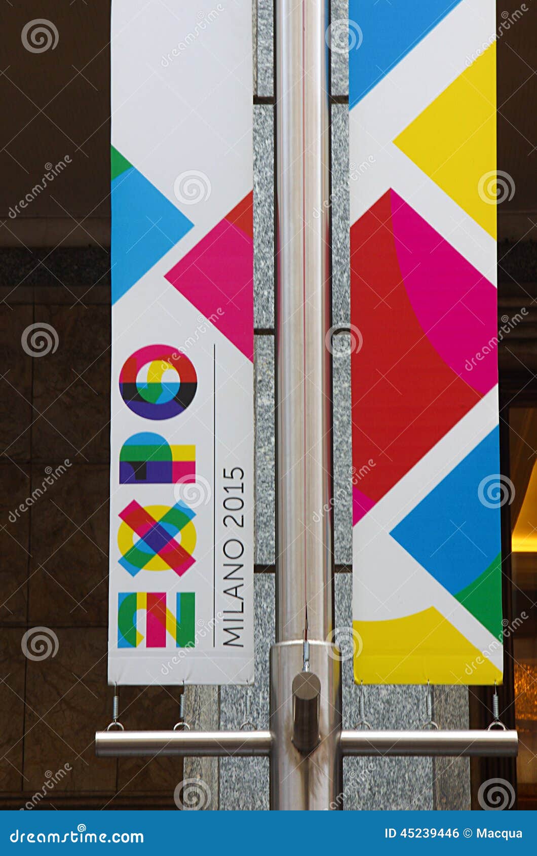 Milan: a flag of Expo 2015 editorial photo. Image of trade - 45239446