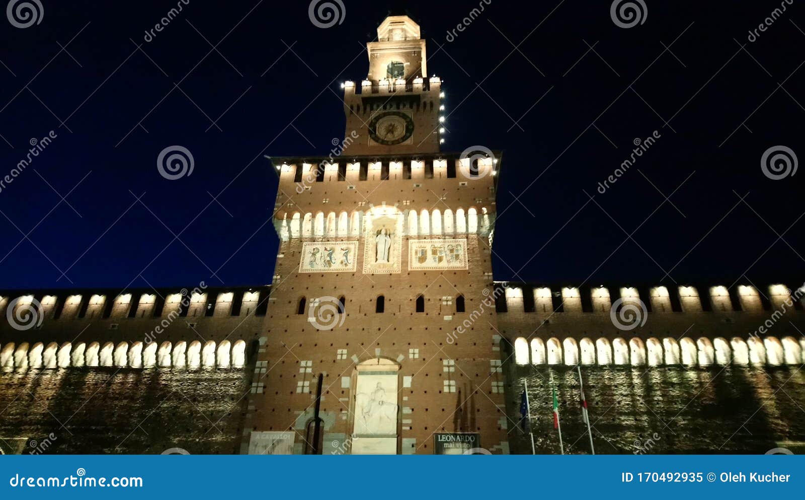 Milan Fortress Main Gate, Night View Editorial Image - Image of view ...