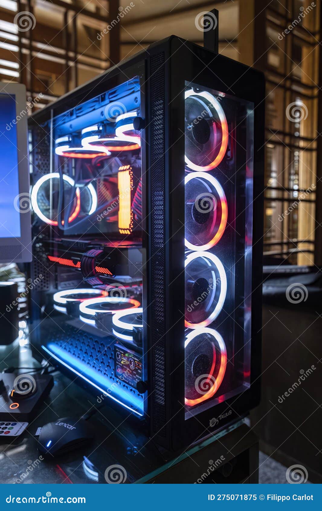 Illuminated Gaming Computer Setup Editorial Image - Image of 2023 ...