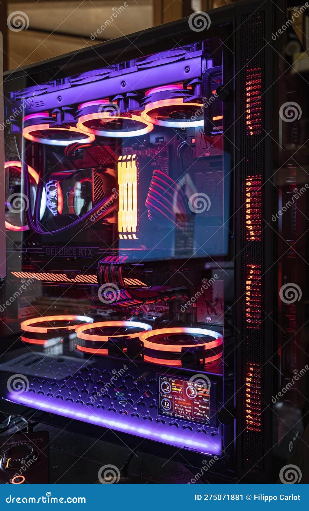 Illuminated Gaming Computer Setup Editorial Photo - Image of highend ...