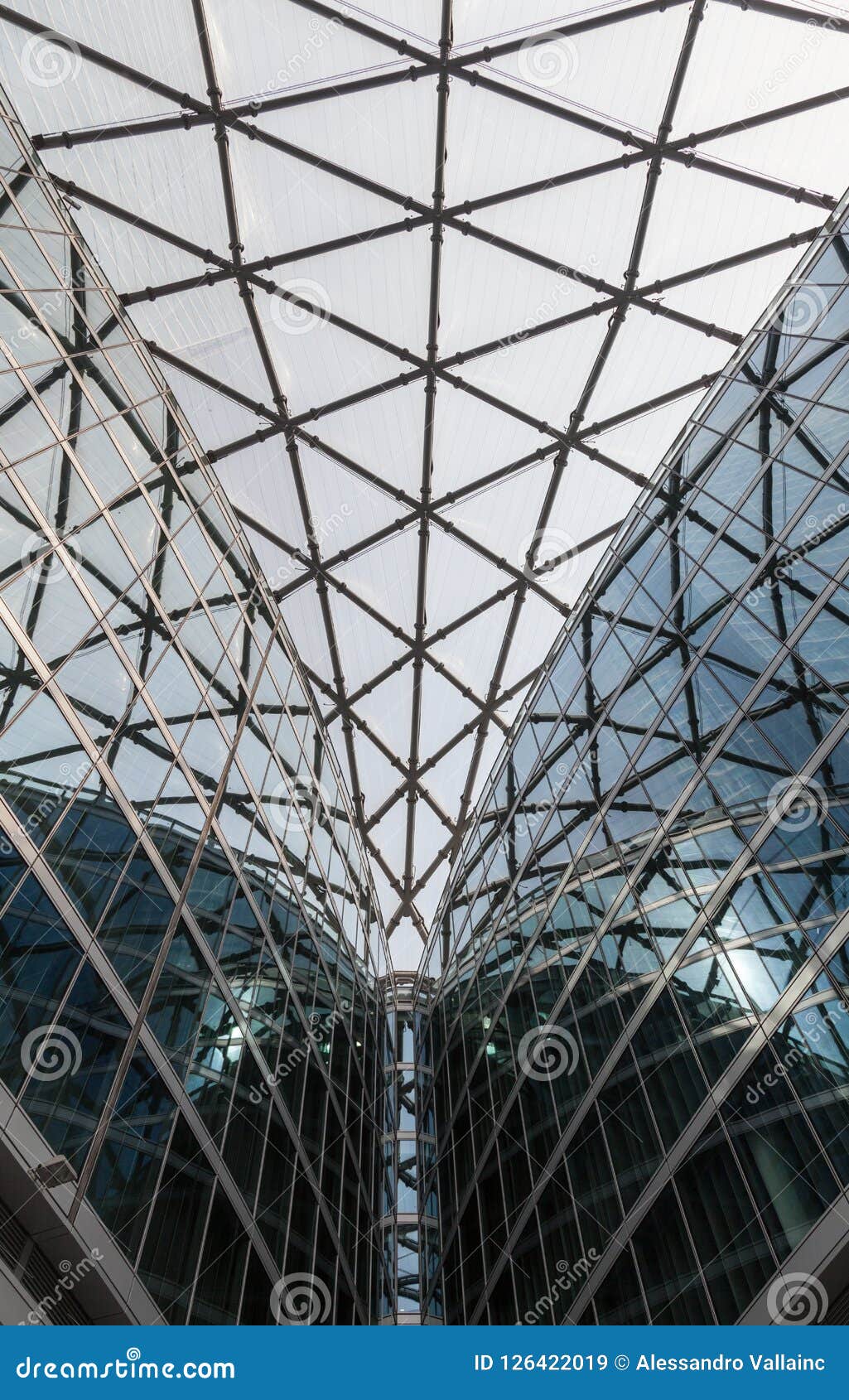 Milan ITALY - July 2018 Abstract Structures of a Modern Building Glass ...