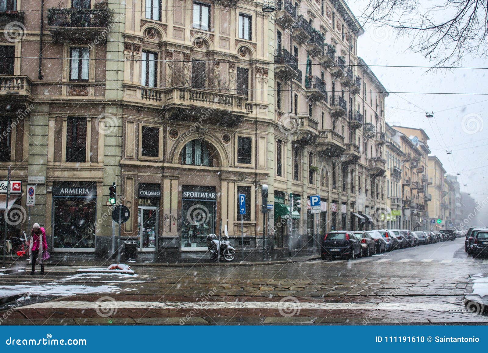 Milan, Italy - March 1, 2018. Streets of Milan in Snow Editorial Image ...