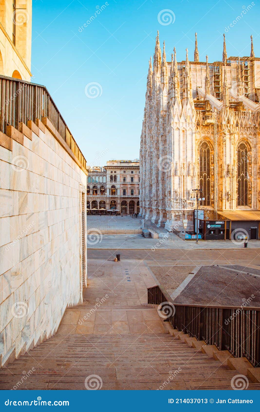 Symmetrical Side View of Milan Cathedral with Empty Square, without ...