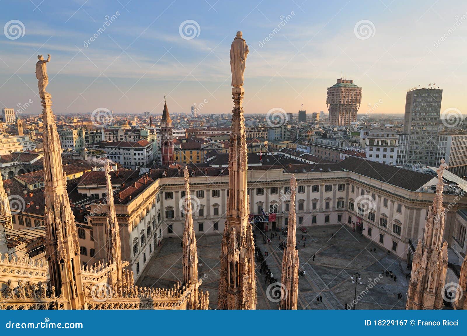 Milan Landscape from the Duomo Stock Image - Image of tower, monument ...