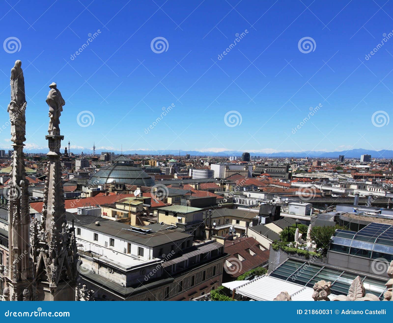 Milan, landscape view stock image. Image of church, panorama - 21860031