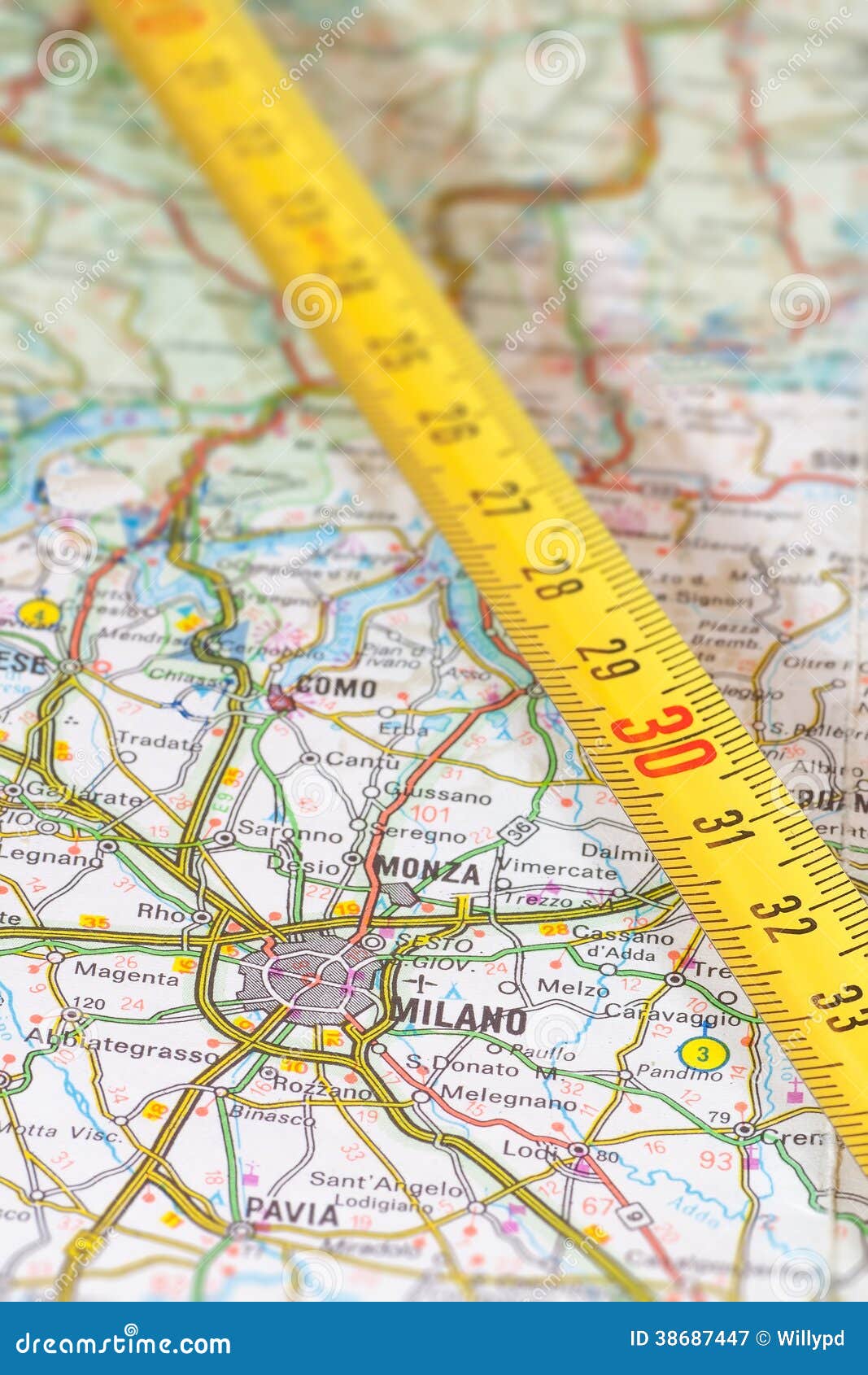 Milan roadmap stock image. Image of nation, travel, measuring - 38687447