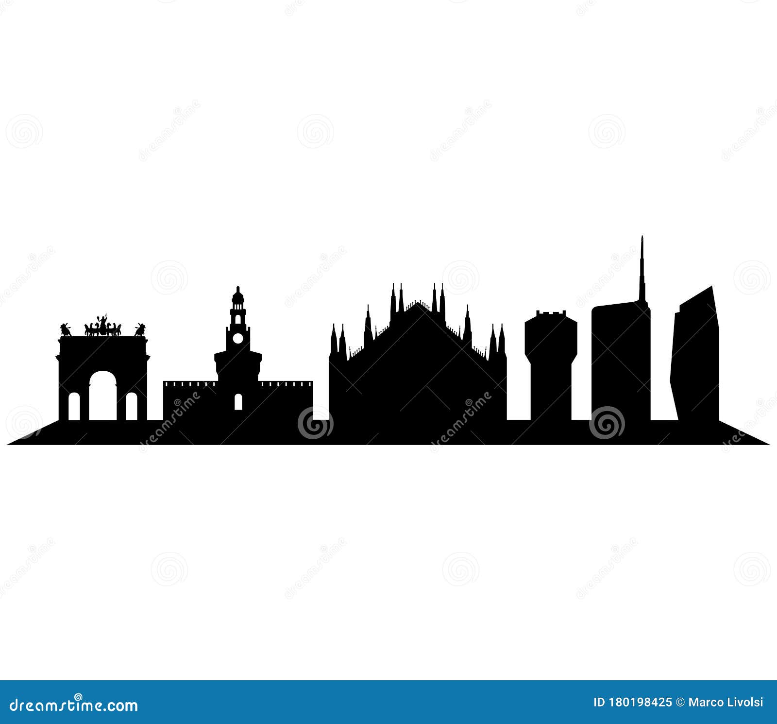 Milan Skyline Icon Illustrated in Vector on White Background Stock ...
