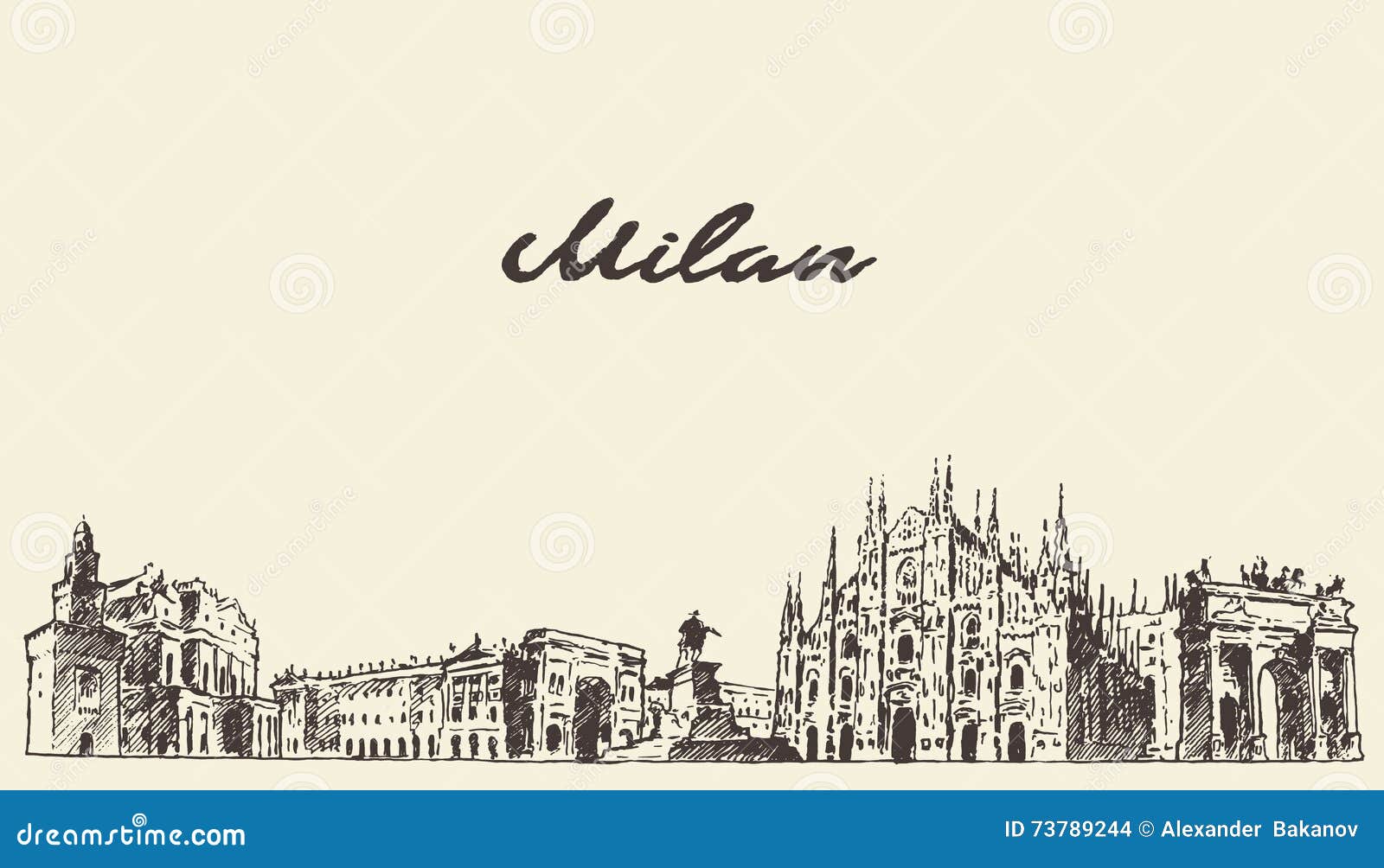 Milan Skyline Italy Vector Hand Drawn Sketch Stock Vector ...