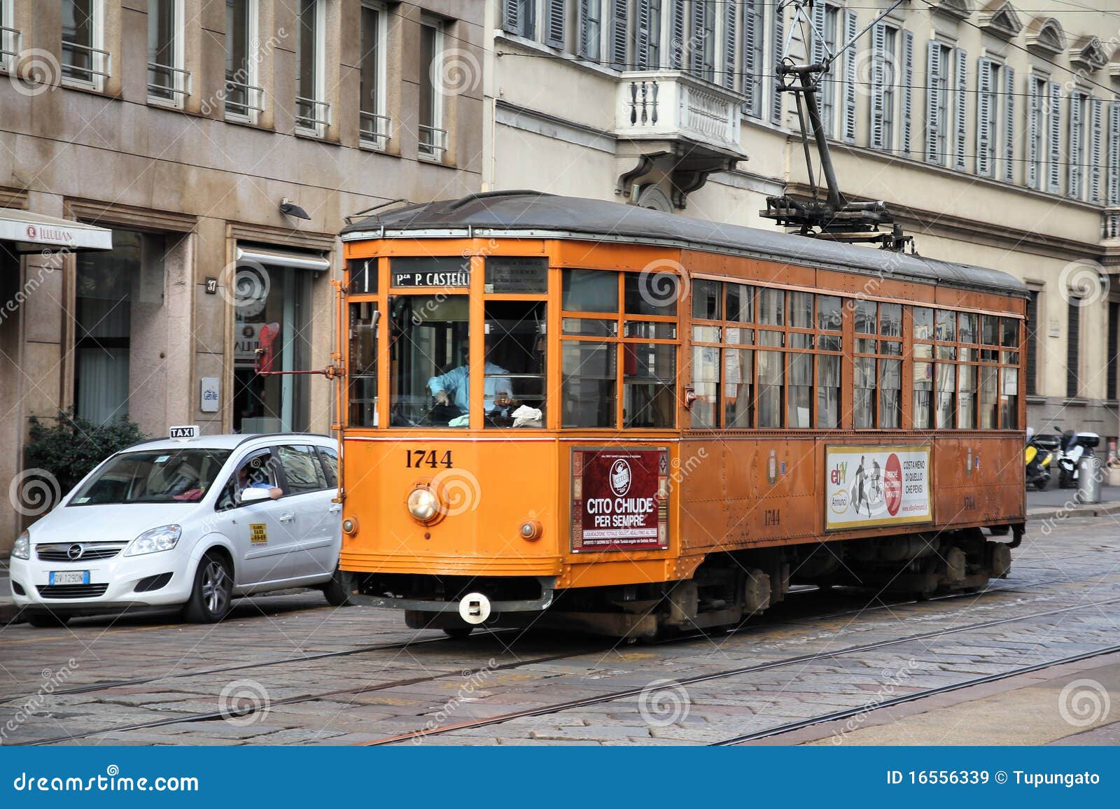 Milan tram editorial stock image. Image of street, transportation ...