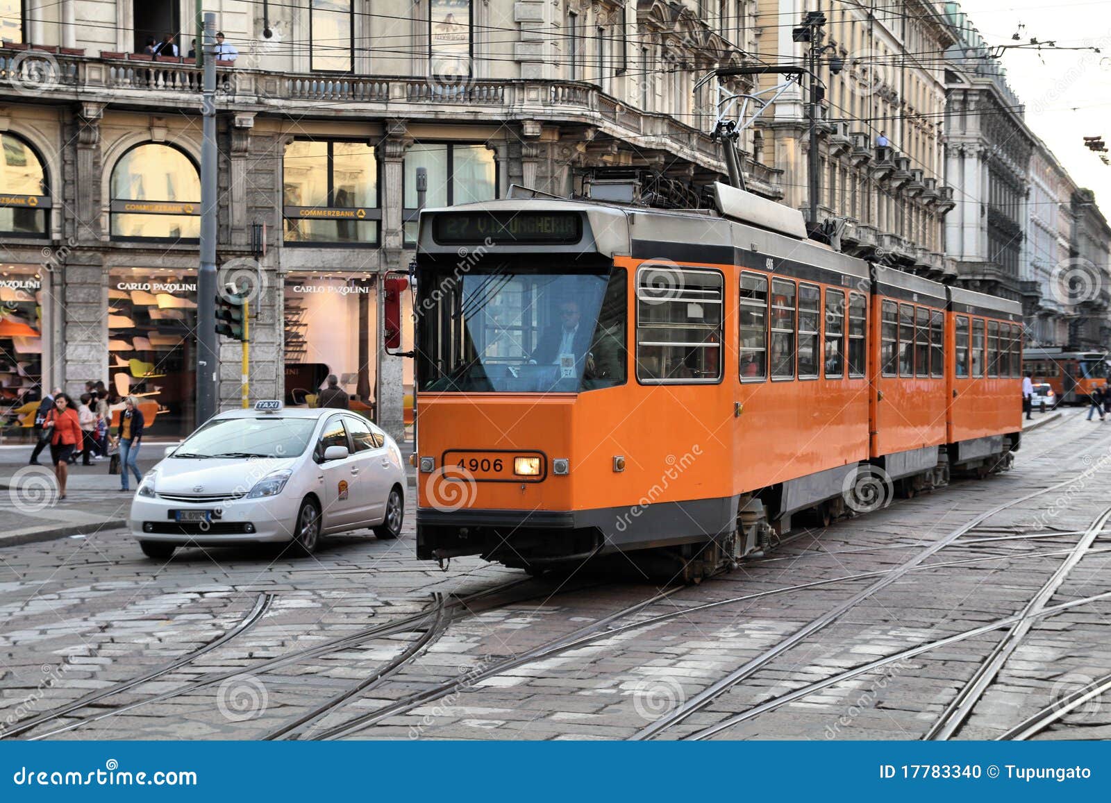 Milan tram editorial image. Image of milan, orange, streetcar - 17783340