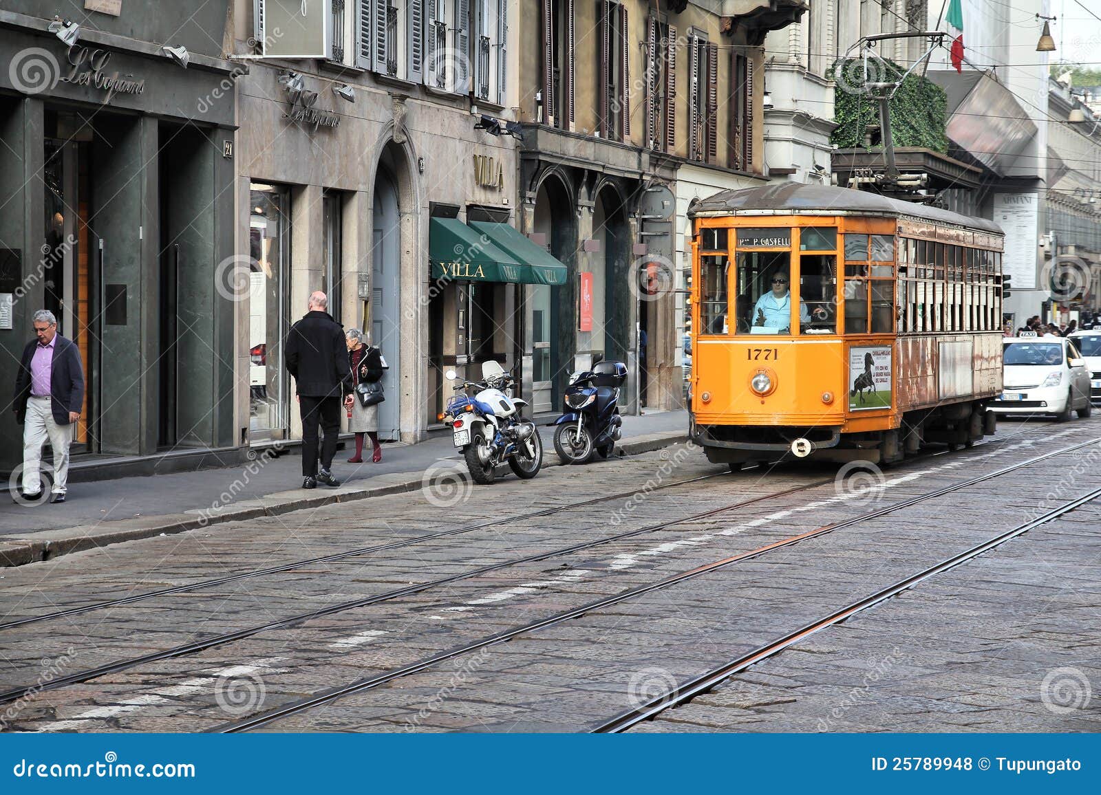 Milan tram editorial stock photo. Image of transit, town - 25789948