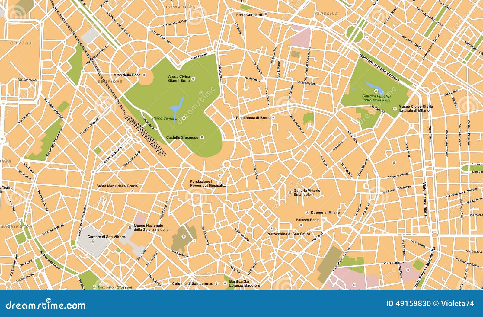 Milano city vector map stock illustration. Illustration of vector - 49159830