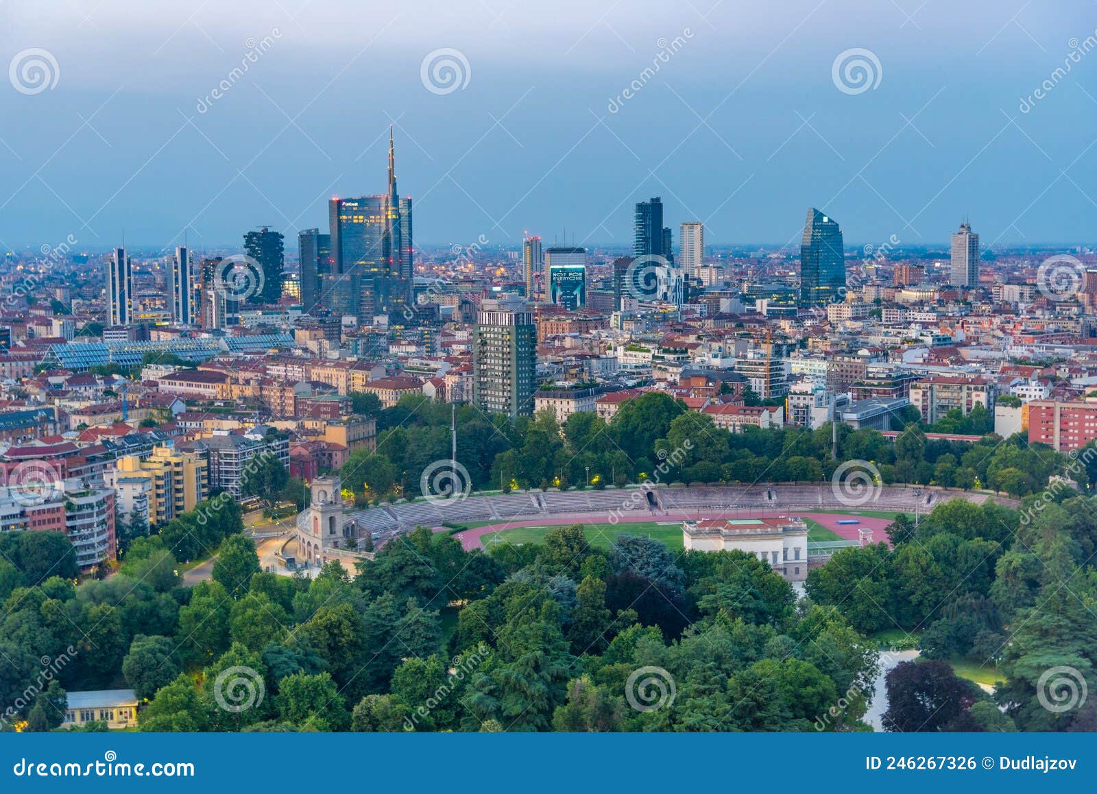 MILANO, ITALY, JULY 19, 2019: Sunset View of Downtown Milano in ...