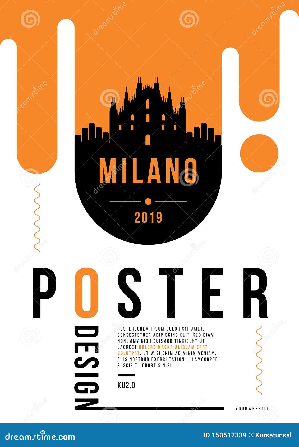 Milano Modern Poster Design with Vector Linear Skyline Stock ...
