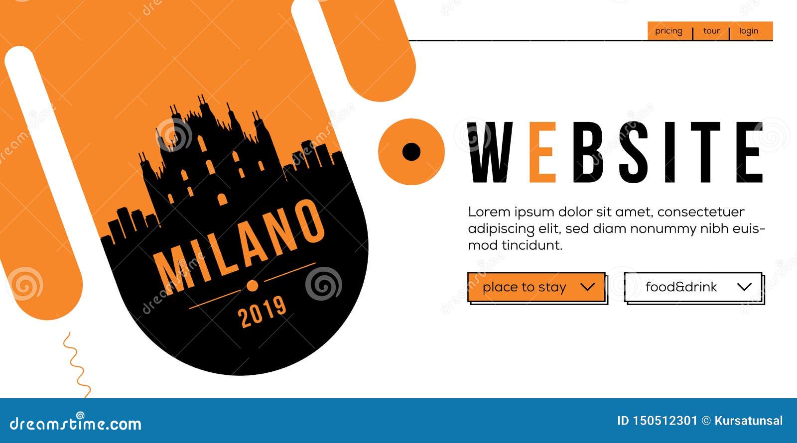 Milano Modern Web Banner Design with Vector Linear Skyline Stock ...