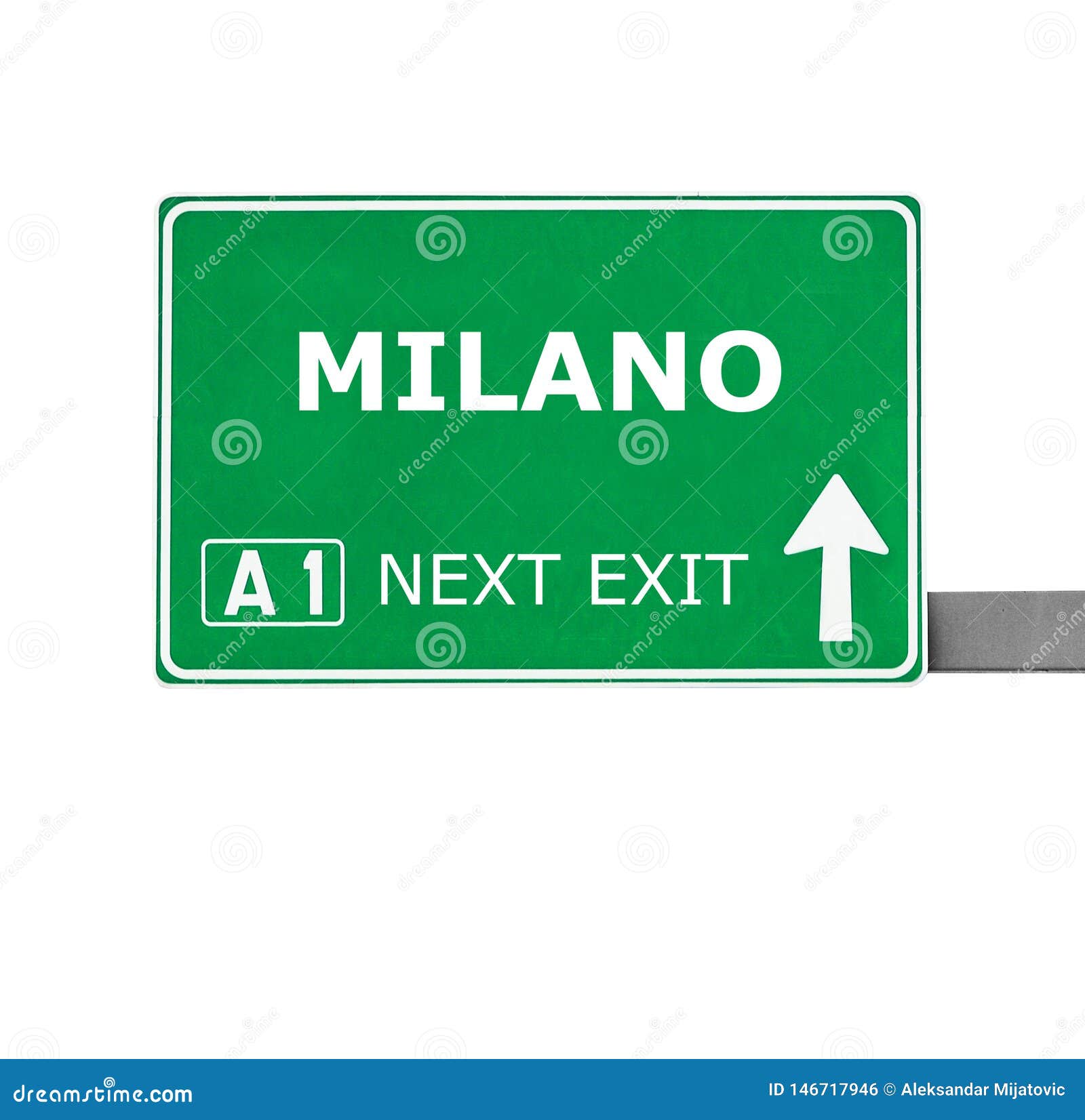 MILANO Road Sign Isolated on White Stock Photo - Image of metal, plate ...