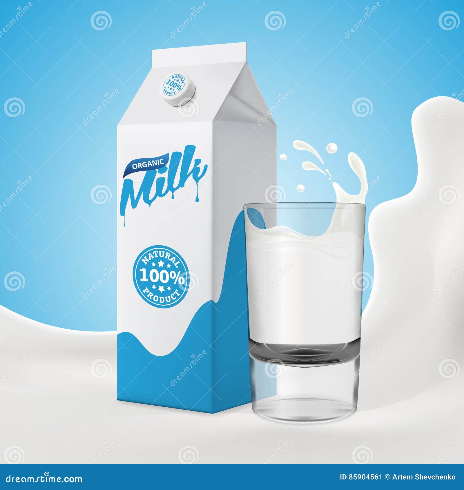 Milchglas mit Milchsatz vektor abbildung. Illustration von beige - 85904561