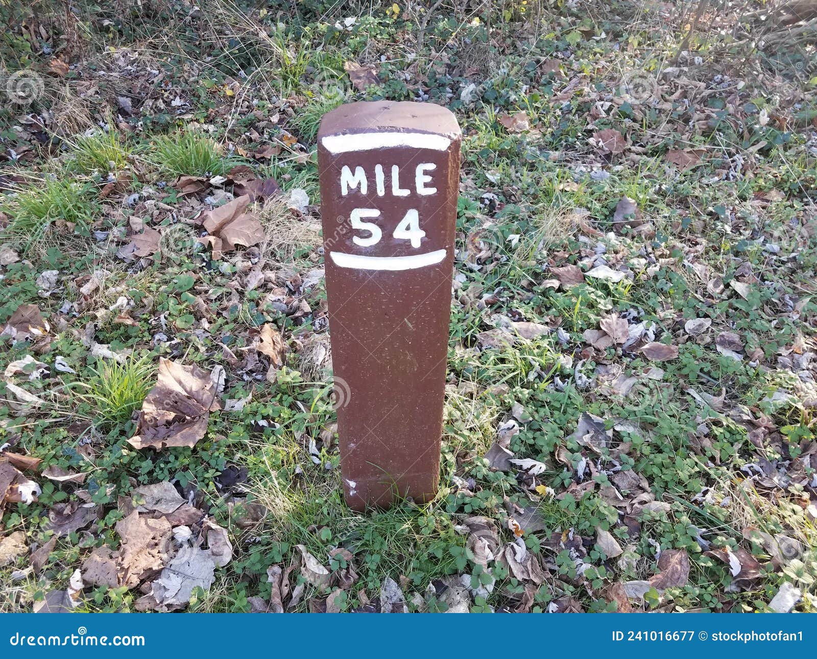 Mile Marker 54 or Post in Ground with Grass Stock Image - Image of ...