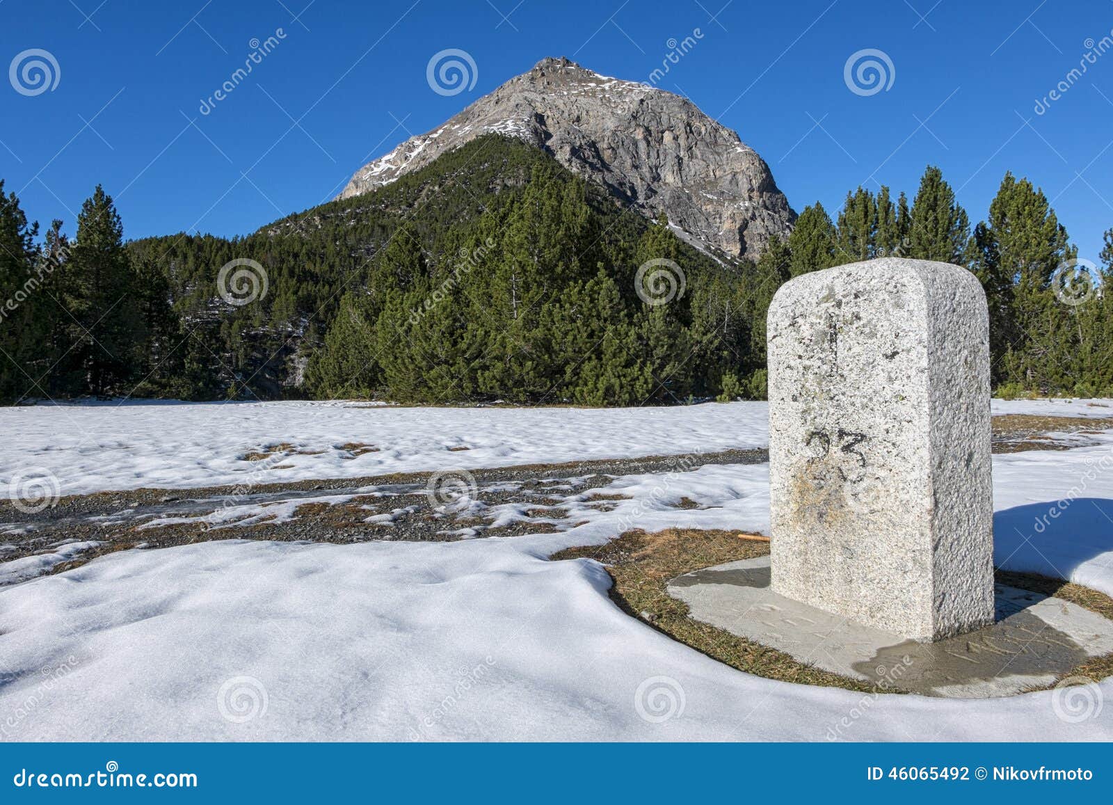 Milestone stock photo. Image of autumn, pointer, bormio - 46065492