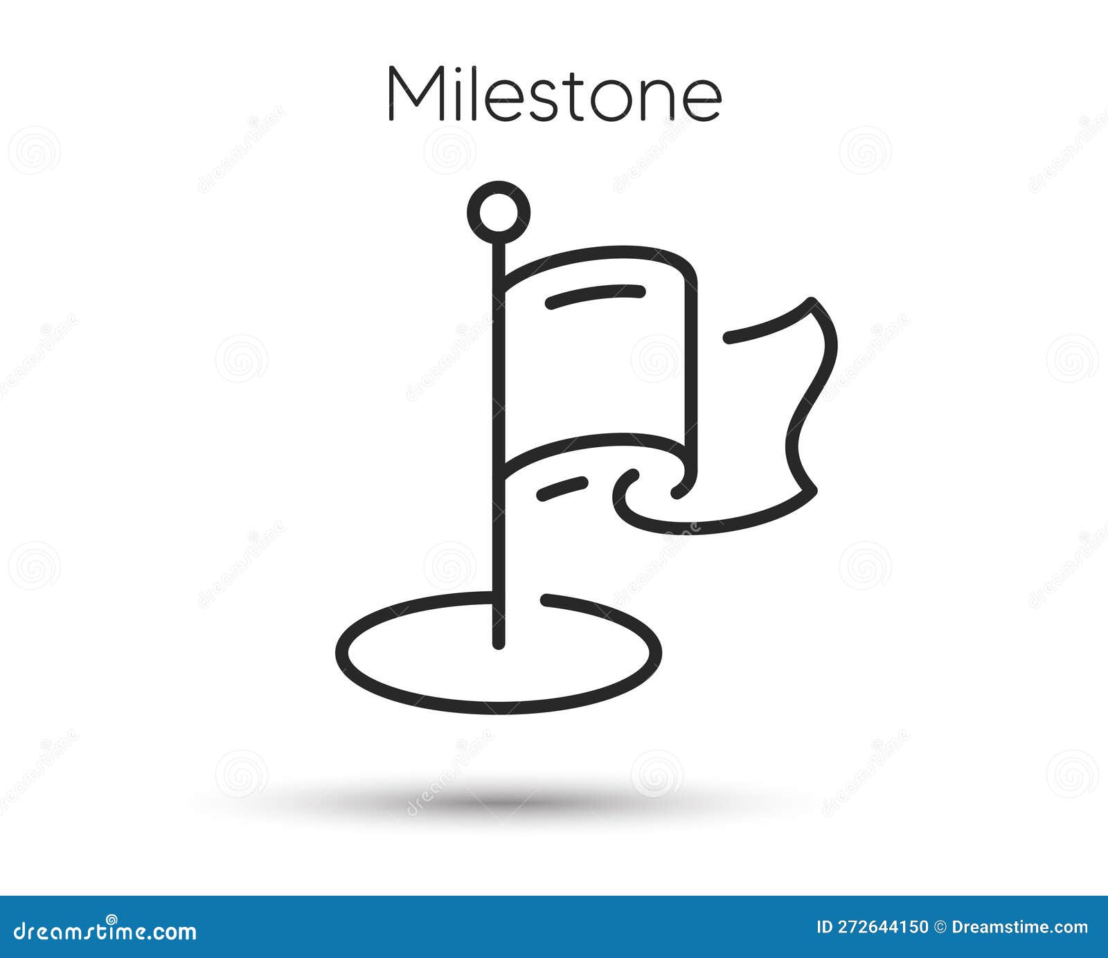 Milestone Pin Line Icon. Flag Location Pointer Sign. Pennant with Flag ...