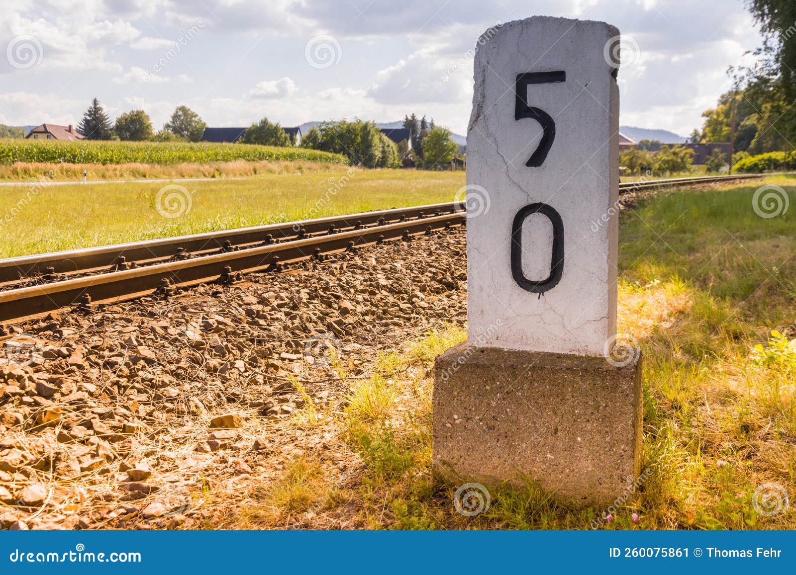 Milestone on a Railway Track Stock Image - Image of german, concrete ...