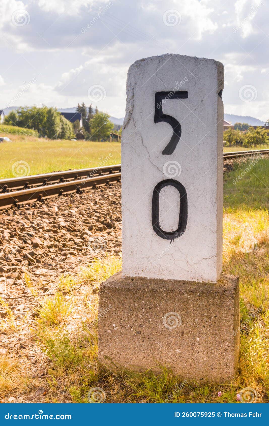Milestone on a Railway Track Stock Image - Image of shadow, deutsche ...
