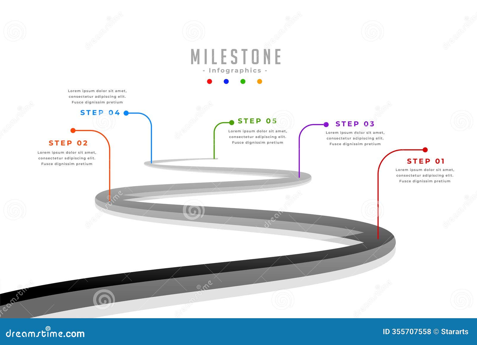 Milestone Roadmap Diagram Template with Workflow Process Stock Vector ...