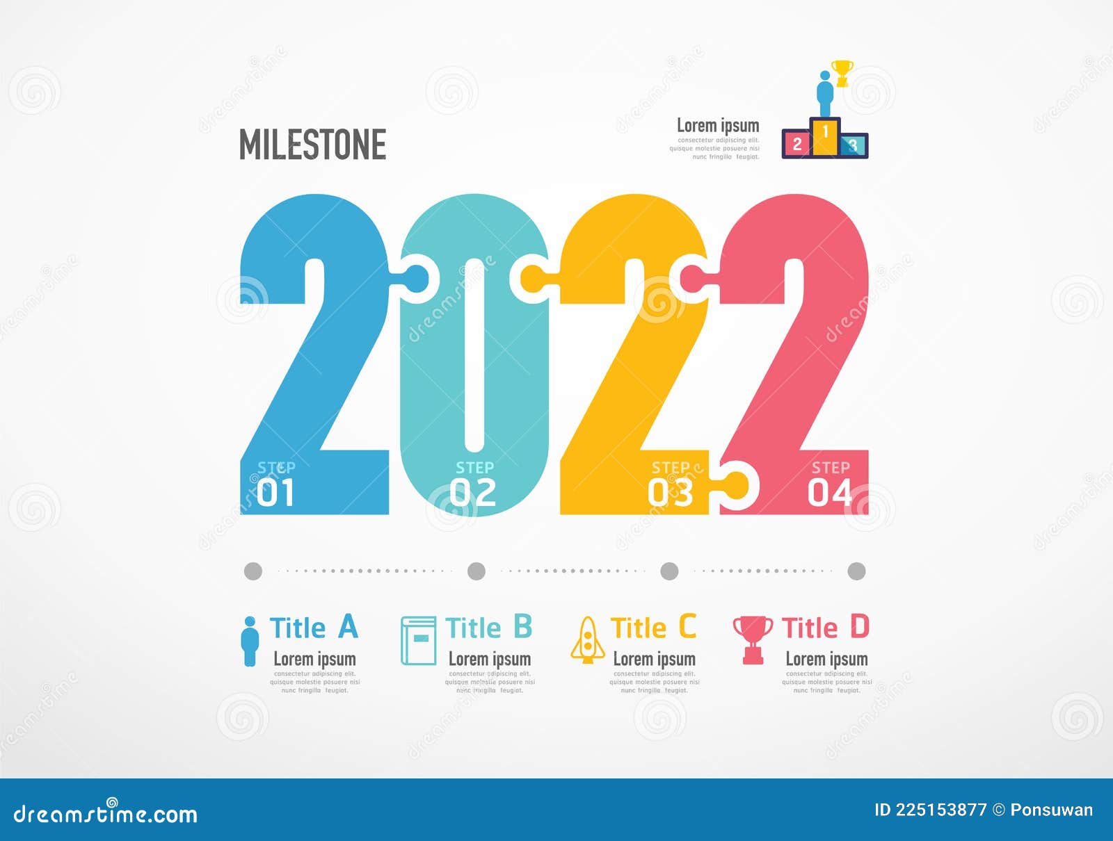 Milestone Step Planner 2022 Infographic Success Concept. Vector ...
