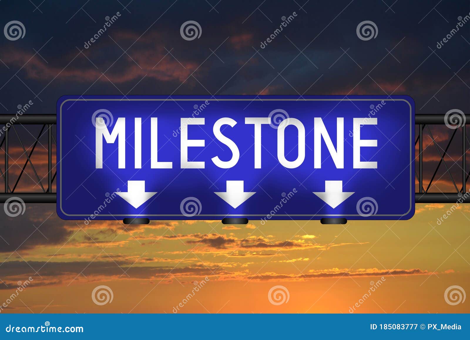 Milestone - Highway Board, Sky Stock Image - Image of blue, roadsign ...