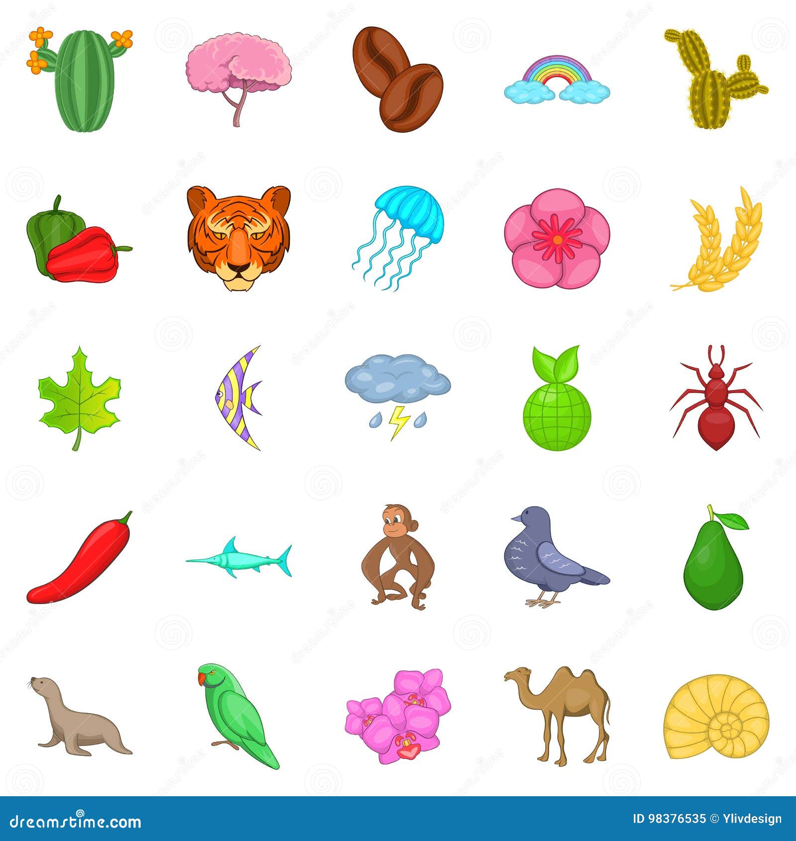 Milieu Icons Set, Cartoon Style Stock Vector - Illustration of ...