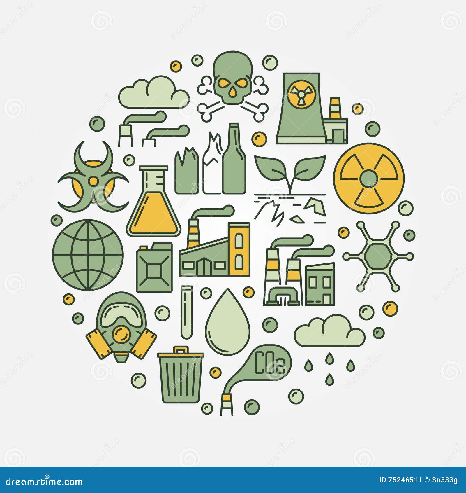 Milieuvervuiling Rond Teken Vector Illustratie - Illustration of kleur ...