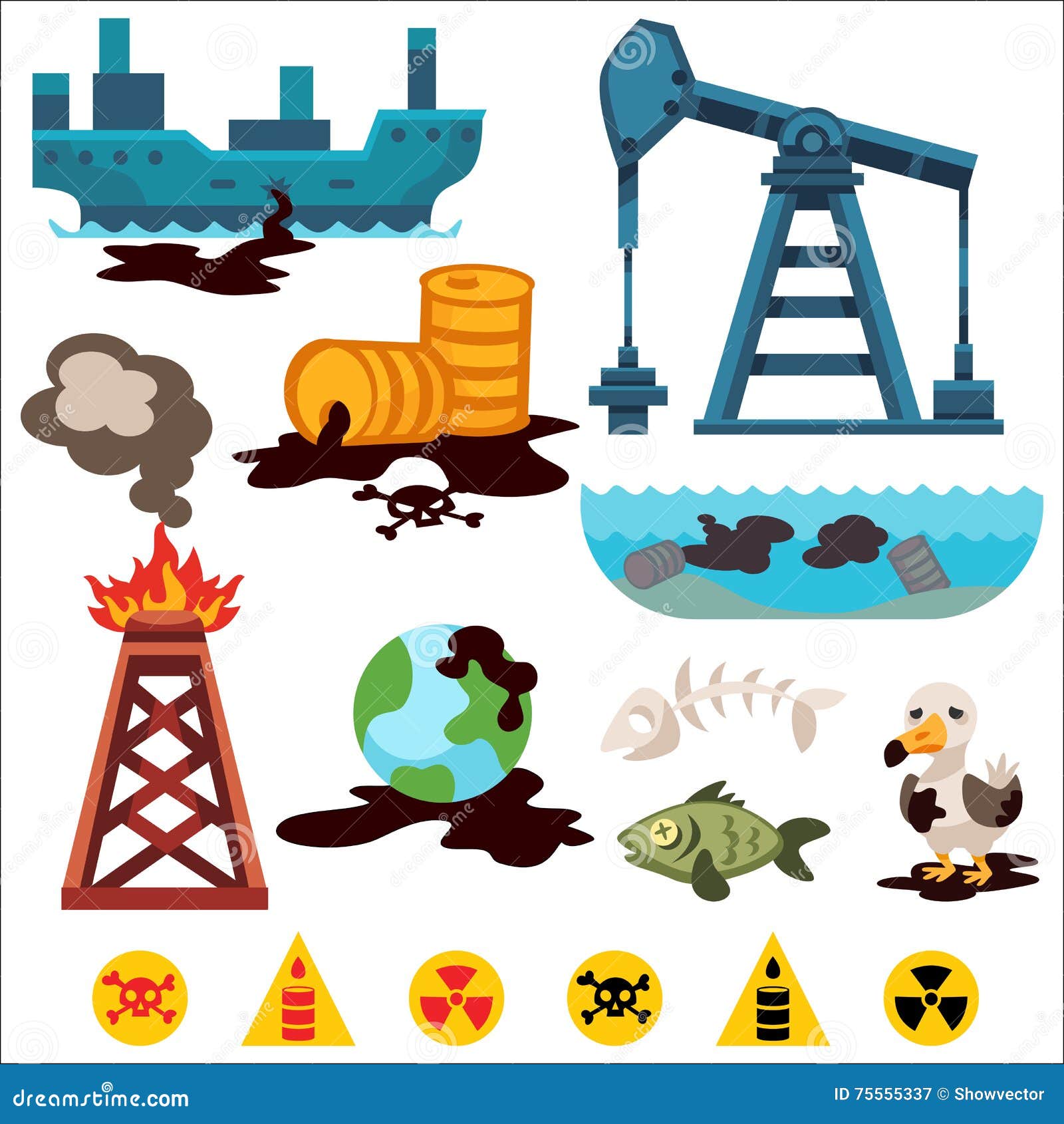 Milieuvervuiling Vectorpictogrammen Vector Illustratie - Illustration ...