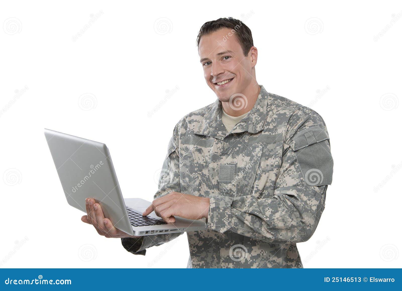 Militärsoldat Mit Einem Laptop Stockbild - Bild von internet, computer ...