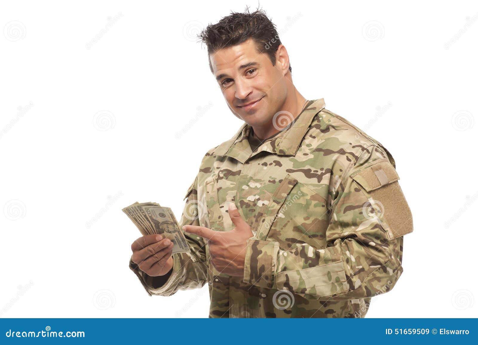 Militair die geld tonen stock afbeelding. Image of moed - 51659509