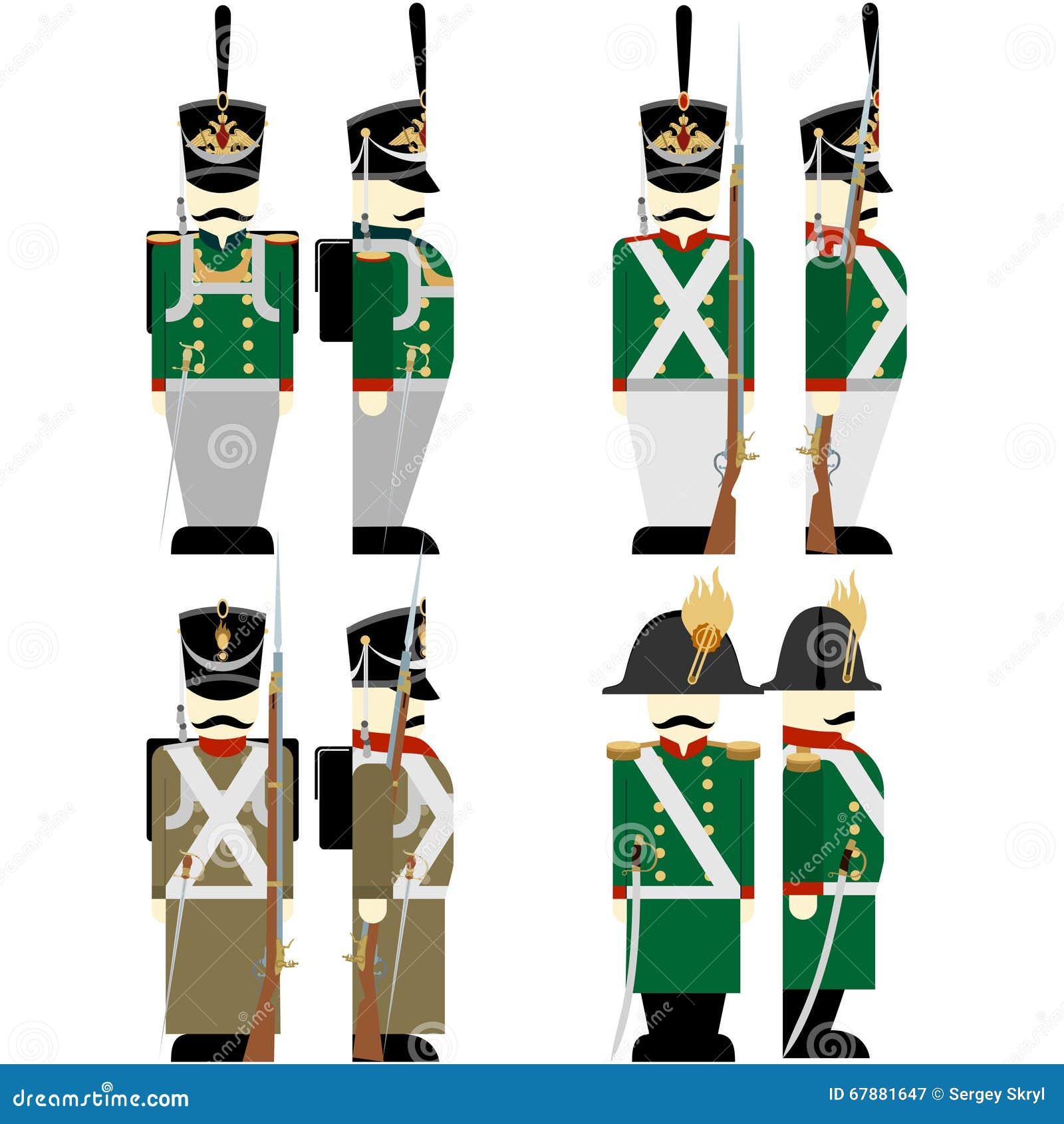 Militair Uniformen Russisch Leger in 1812-2 Vector Illustratie ...