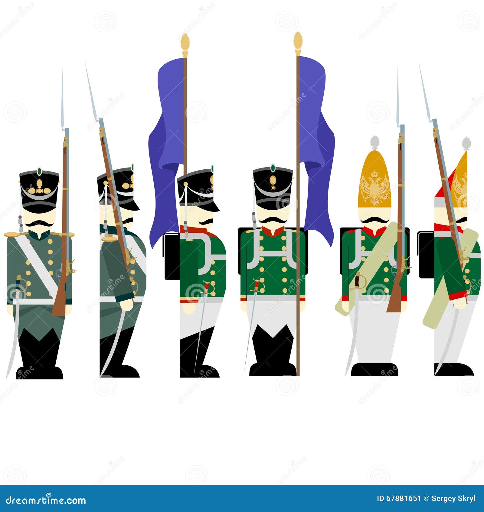 Militair Uniformen Russisch Leger in 1812-3 Vector Illustratie ...
