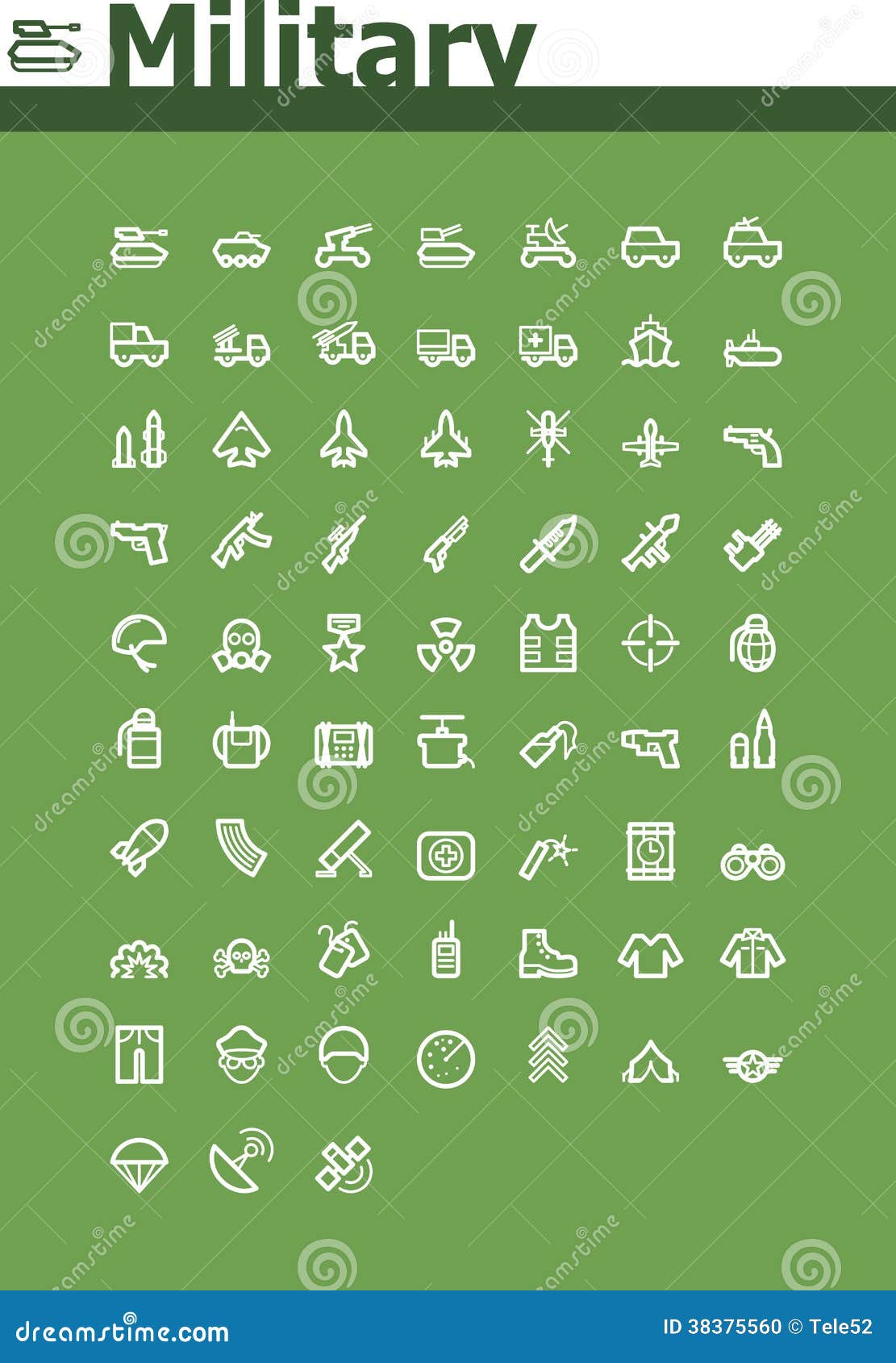 Militaire pictogramreeks vector illustratie. Illustration of ontwerp ...